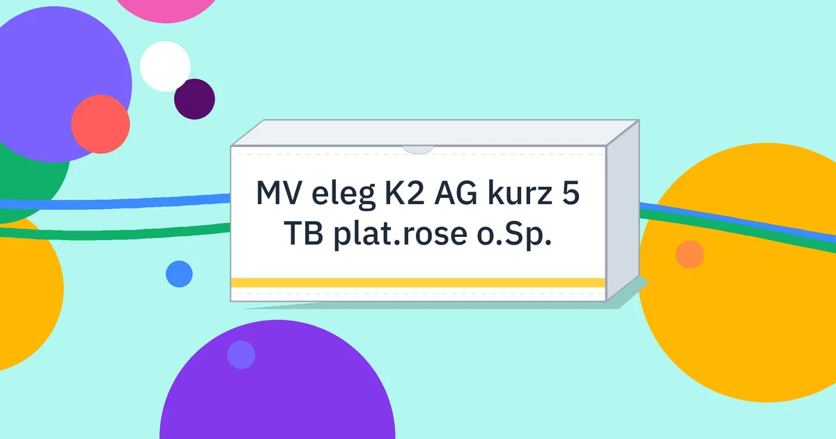 Symbolbild: Packung mit der Aufschrift MV eleg K2 AG kurz 5 TB plat.rose o.Sp. (PZN 14696347) – Verfügbarkeit und Bezug in Apotheken in Frankfurt am Main
