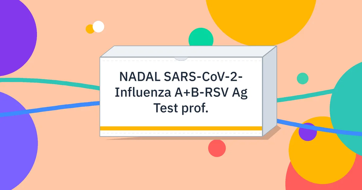 Symbolbild: Packung mit der Aufschrift NADAL SARS-CoV-2-Influenza A+B-RSV Ag Test prof. (PZN 19232693) – Verfügbarkeit und Bezug in Apotheken in Frankfurt am Main