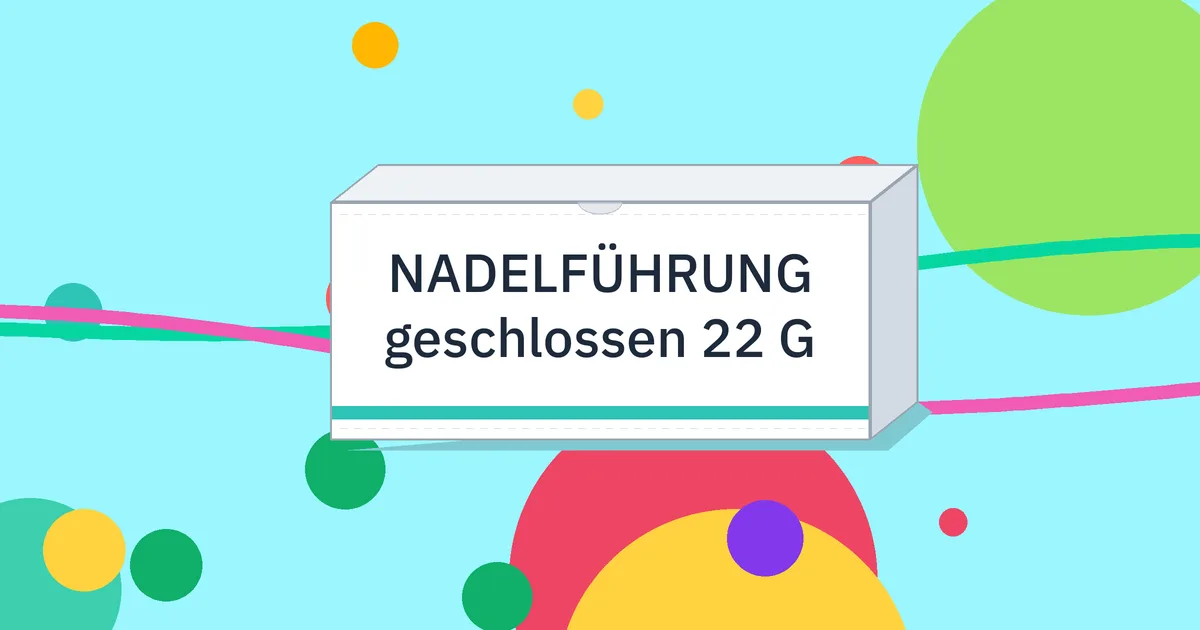 Symbolbild: Packung mit der Aufschrift NADELFÜHRUNG geschlossen 22 G (PZN 06771744) – Verfügbarkeit und Bezug in Apotheken in Frankfurt am Main