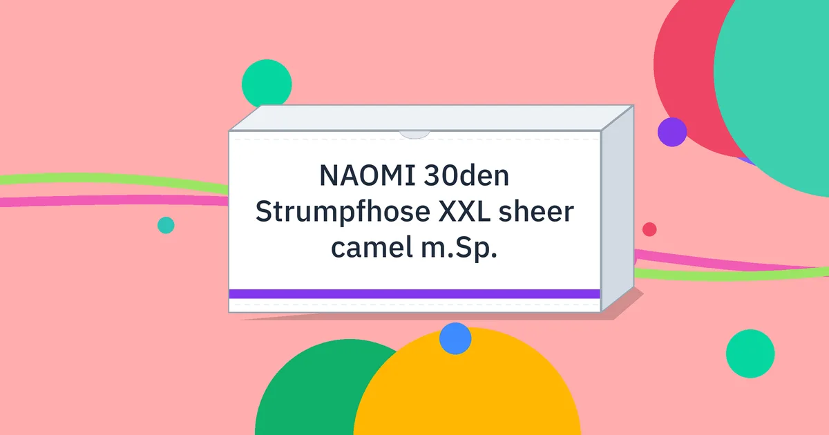 Symbolbild: Packung mit der Aufschrift NAOMI 30den Strumpfhose XXL sheer camel m.Sp. (PZN 16179082) – Verfügbarkeit und Bezug in Apotheken in Frankfurt am Main