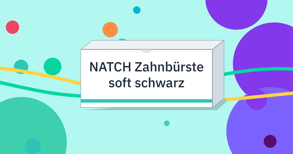 Symbolbild: Packung mit der Aufschrift NATCH Zahnbürste soft schwarz (PZN 19273746) – Verfügbarkeit und Bezug in Apotheken in Frankfurt am Main