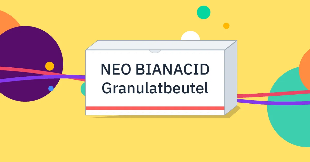 Symbolbild: Packung mit der Aufschrift NEO BIANACID Granulatbeutel (PZN 16956798) – Verfügbarkeit und Bezug in Apotheken in Frankfurt am Main