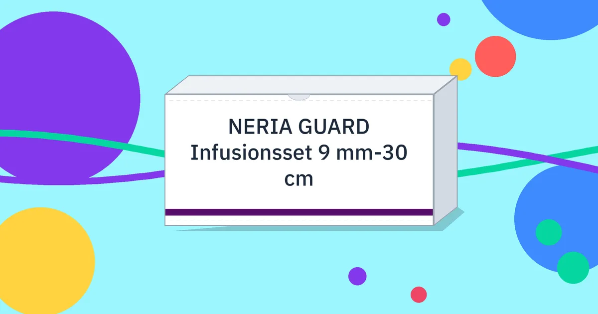 Symbolbild: Packung mit der Aufschrift NERIA GUARD Infusionsset 9 mm-30 cm (PZN 19793279) – Verfügbarkeit und Bezug in Apotheken in Frankfurt am Main
