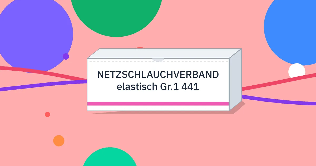 Symbolbild: Packung mit der Aufschrift NETZSCHLAUCHVERBAND elastisch Gr.1 441 (PZN 02092561) – Verfügbarkeit und Bezug in Apotheken in Frankfurt am Main