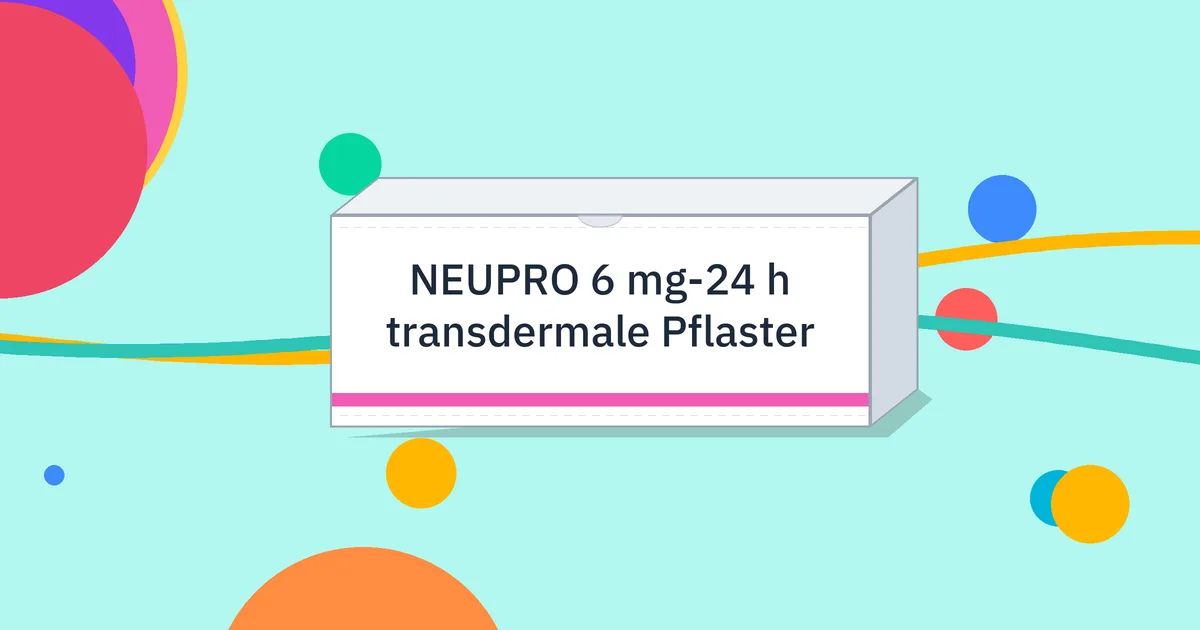 Symbolbild: Packung mit der Aufschrift NEUPRO 6 mg-24 h transdermale Pflaster (PZN 09467260) – Verfügbarkeit und Bezug in Apotheken in Frankfurt am Main