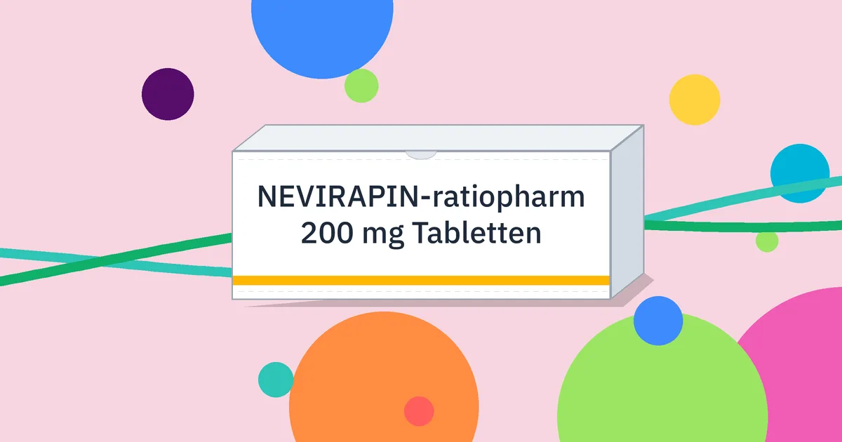 Symbolbild: Packung mit der Aufschrift NEVIRAPIN-ratiopharm 200 mg Tabletten (PZN 09775837) – Verfügbarkeit und Bezug in Apotheken in Frankfurt am Main