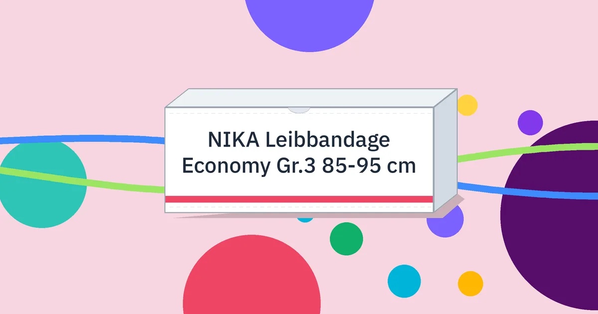 Symbolbild: Packung mit der Aufschrift NIKA Leibbandage Economy Gr.3 85-95 cm (PZN 18172227) – Verfügbarkeit und Bezug in Apotheken in Frankfurt am Main