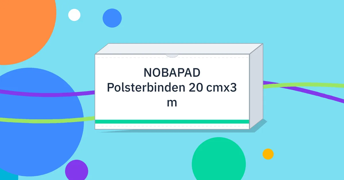 Symbolbild: Packung mit der Aufschrift NOBAPAD Polsterbinden 20 cmx3 m (PZN 07097936) – Verfügbarkeit und Bezug in Apotheken in Frankfurt am Main