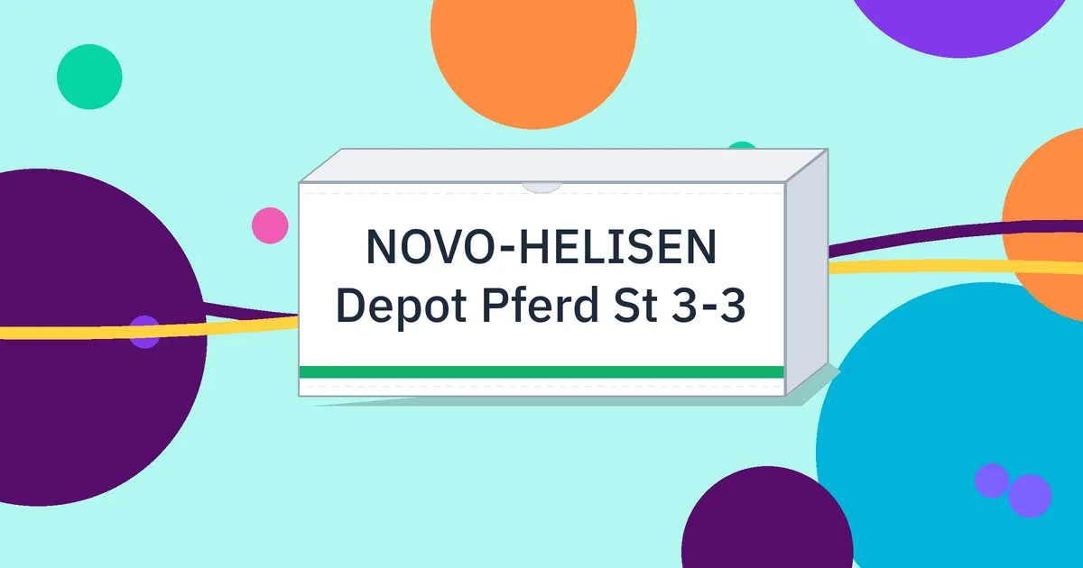 Symbolbild: Packung mit der Aufschrift NOVO-HELISEN Depot Pferd St 3-3 (PZN 15741825) – Verfügbarkeit und Bezug in Apotheken in Frankfurt am Main