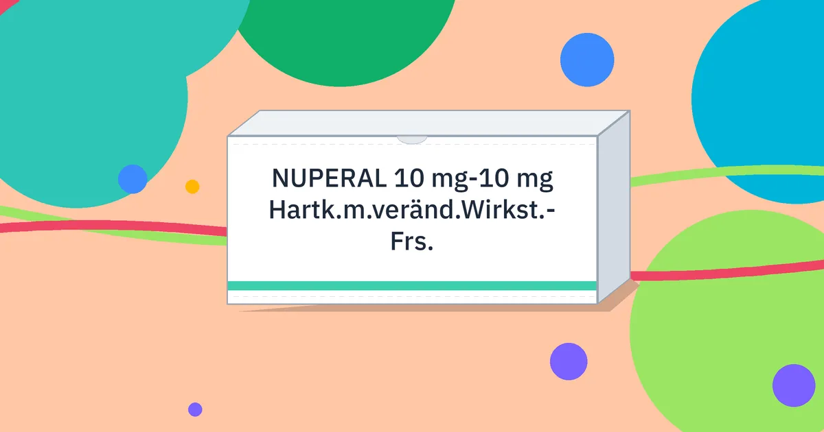 Symbolbild: Packung mit der Aufschrift NUPERAL 10 mg-10 mg Hartk.m.veränd.Wirkst.-Frs. (PZN 19554830) – Verfügbarkeit und Bezug in Apotheken in Frankfurt am Main