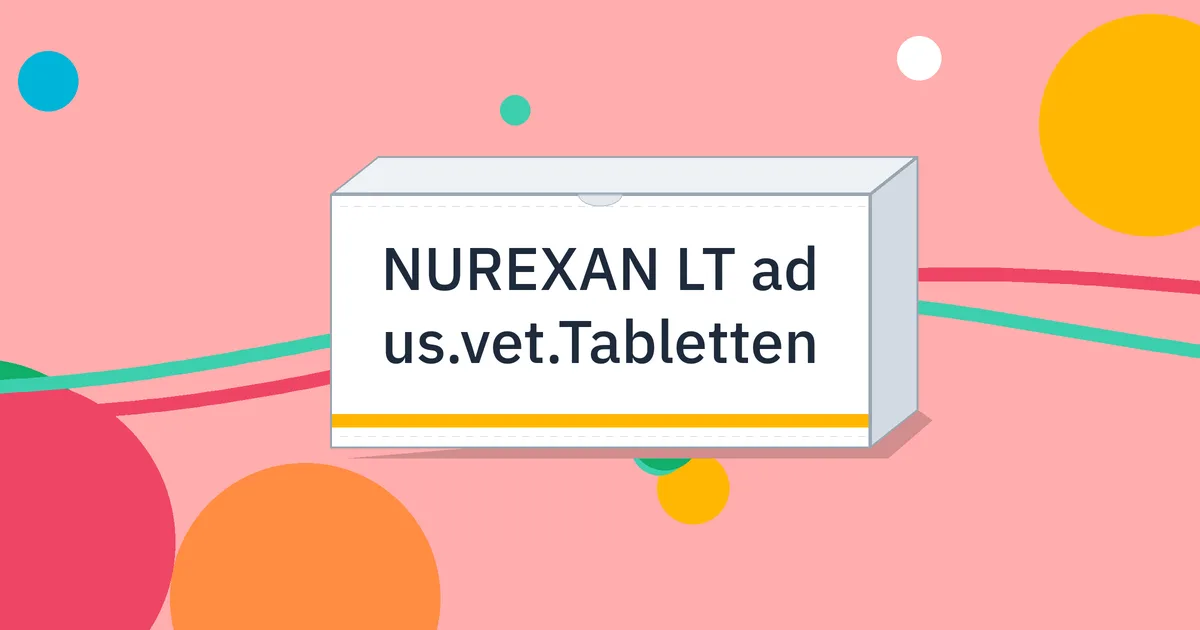 Symbolbild: Packung mit der Aufschrift NUREXAN LT ad us.vet.Tabletten (PZN 19186651) – Verfügbarkeit und Bezug in Apotheken in Frankfurt am Main