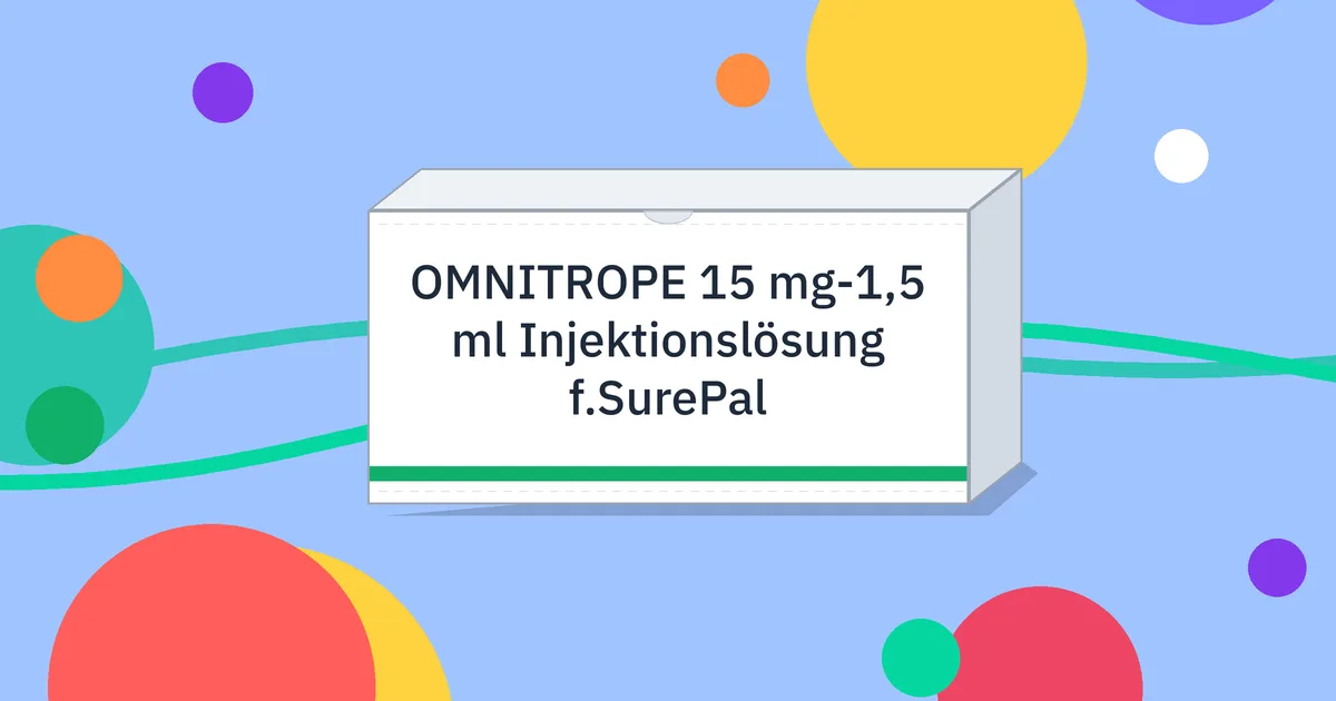 Symbolbild: Packung mit der Aufschrift OMNITROPE 15 mg-1,5 ml Injektionslösung f.SurePal (PZN 19711488) – Verfügbarkeit und Bezug in Apotheken in Frankfurt am Main