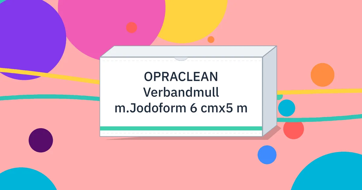 Symbolbild: Packung mit der Aufschrift OPRACLEAN Verbandmull m.Jodoform 6 cmx5 m (PZN 04436711) – Verfügbarkeit und Bezug in Apotheken in Frankfurt am Main