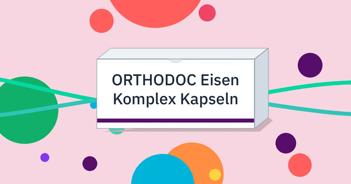 Symbolbild: Packung mit der Aufschrift ORTHODOC Eisen Komplex Kapseln (PZN 18470870) – Verfügbarkeit und Bezug in Apotheken in Frankfurt am Main