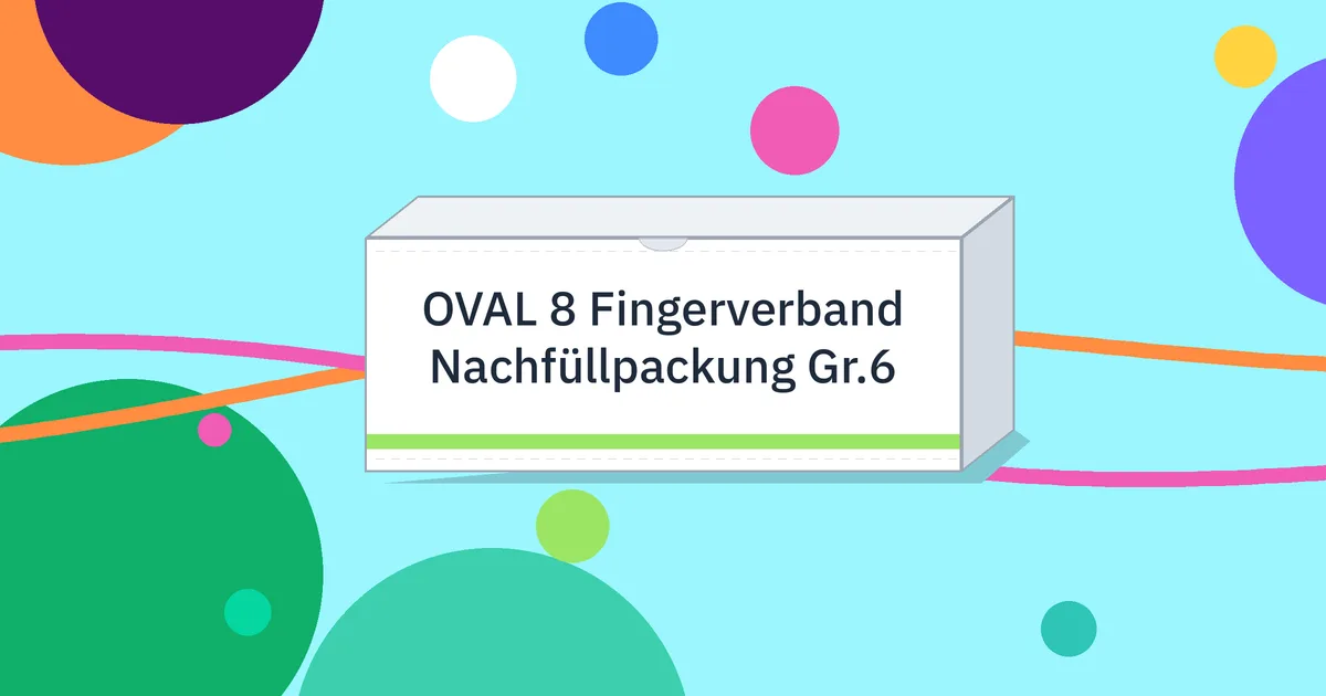 Symbolbild: Packung mit der Aufschrift OVAL 8 Fingerverband Nachfüllpackung Gr.6 (PZN 06711222) – Verfügbarkeit und Bezug in Apotheken in Frankfurt am Main