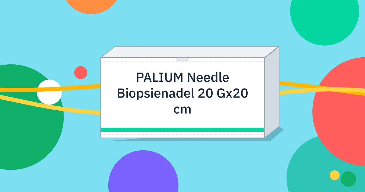 Symbolbild: Packung mit der Aufschrift PALIUM Needle Biopsienadel 20 Gx20 cm (PZN 16922954) – Verfügbarkeit und Bezug in Apotheken in Frankfurt am Main
