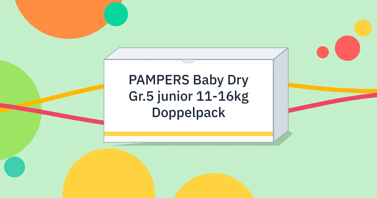 Symbolbild: Packung mit der Aufschrift PAMPERS Baby Dry Gr.5 junior 11-16kg Doppelpack (PZN 16736950) – Verfügbarkeit und Bezug in Apotheken in Frankfurt am Main