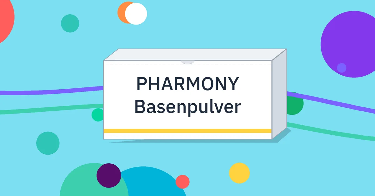 Symbolbild: Packung mit der Aufschrift PHARMONY Basenpulver (PZN 19054464) – Verfügbarkeit und Bezug in Apotheken in Frankfurt am Main