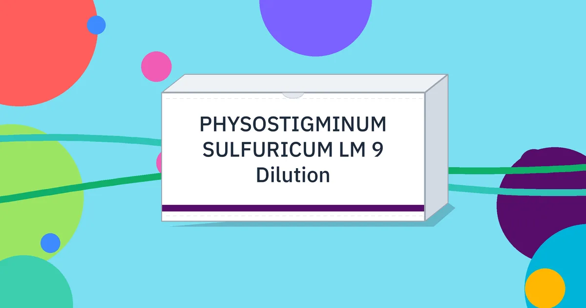 Symbolbild: Packung mit der Aufschrift PHYSOSTIGMINUM SULFURICUM LM 9 Dilution (PZN 13640161) – Verfügbarkeit und Bezug in Apotheken in Frankfurt am Main