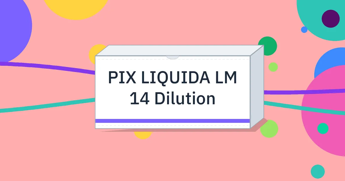 Symbolbild: Packung mit der Aufschrift PIX LIQUIDA LM 14 Dilution (PZN 13646258) – Verfügbarkeit und Bezug in Apotheken in Frankfurt am Main