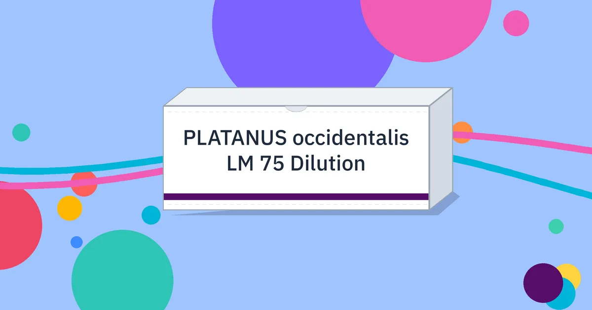Symbolbild: Packung mit der Aufschrift PLATANUS occidentalis LM 75 Dilution (PZN 13647401) – Verfügbarkeit und Bezug in Apotheken in Frankfurt am Main