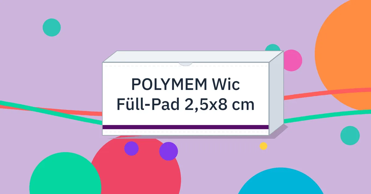 Symbolbild: Packung mit der Aufschrift POLYMEM Wic Füll-Pad 2,5x8 cm (PZN 09266484) – Verfügbarkeit und Bezug in Apotheken in Frankfurt am Main