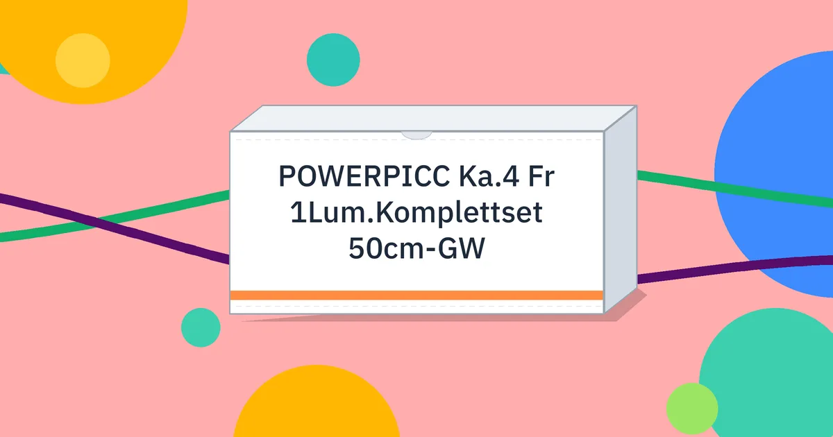 Symbolbild: Packung mit der Aufschrift POWERPICC Ka.4 Fr 1Lum.Komplettset 50cm-GW (PZN 12398284) – Verfügbarkeit und Bezug in Apotheken in Frankfurt am Main