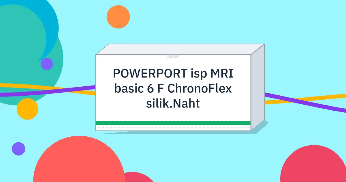 Symbolbild: Packung mit der Aufschrift POWERPORT isp MRI basic 6 F ChronoFlex silik.Naht (PZN 09723639) – Verfügbarkeit und Bezug in Apotheken in Frankfurt am Main