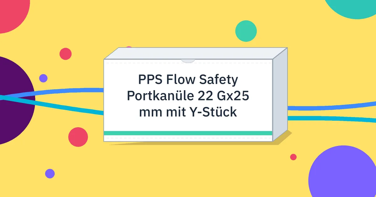 Symbolbild: Packung mit der Aufschrift PPS Flow Safety Portkanüle 22 Gx25 mm mit Y-Stück (PZN 10074005) – Verfügbarkeit und Bezug in Apotheken in Frankfurt am Main
