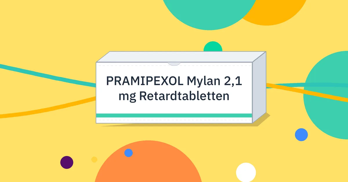 Symbolbild: Packung mit der Aufschrift PRAMIPEXOL Mylan 2,1 mg Retardtabletten (PZN 11095653) – Verfügbarkeit und Bezug in Apotheken in Frankfurt am Main