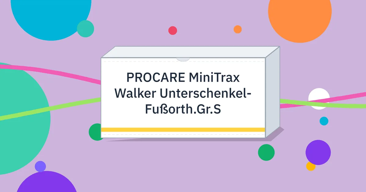 Symbolbild: Packung mit der Aufschrift PROCARE MiniTrax Walker Unterschenkel-Fußorth.Gr.S (PZN 11295079) – Verfügbarkeit und Bezug in Apotheken in Frankfurt am Main