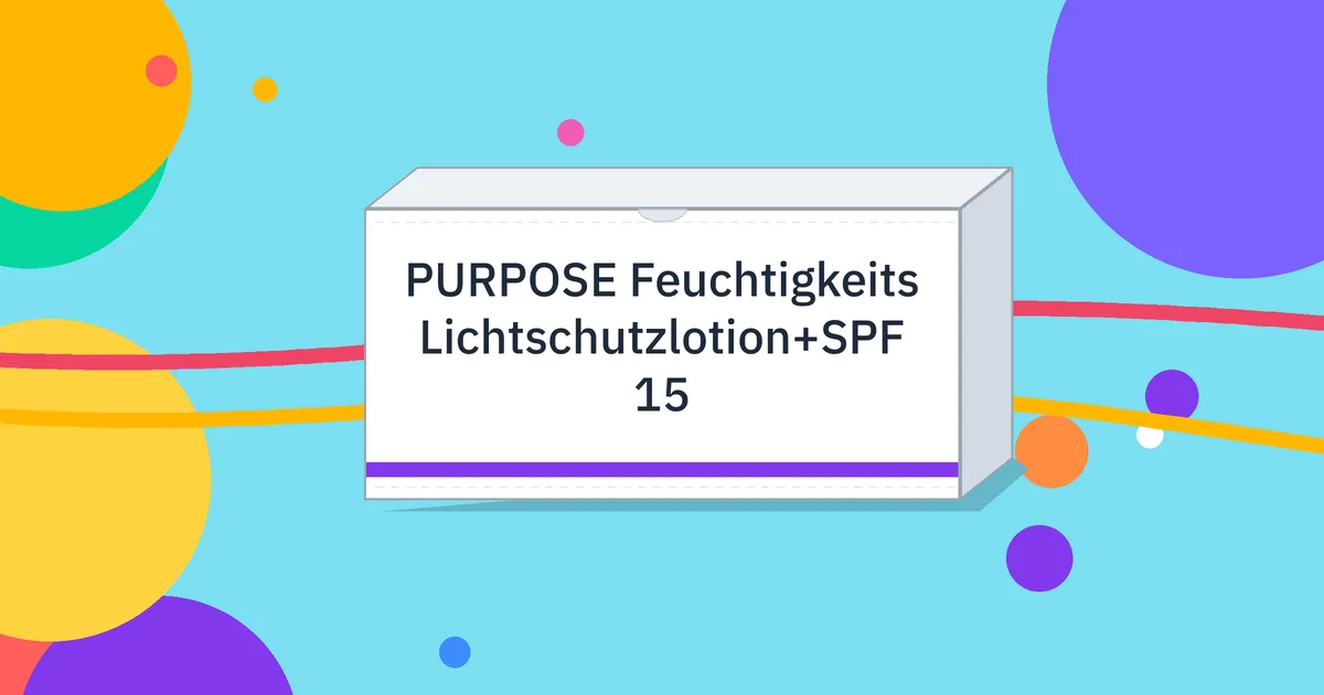Symbolbild: Packung mit der Aufschrift PURPOSE Feuchtigkeits Lichtschutzlotion+SPF 15 (PZN 02132154) – Verfügbarkeit und Bezug in Apotheken in Frankfurt am Main