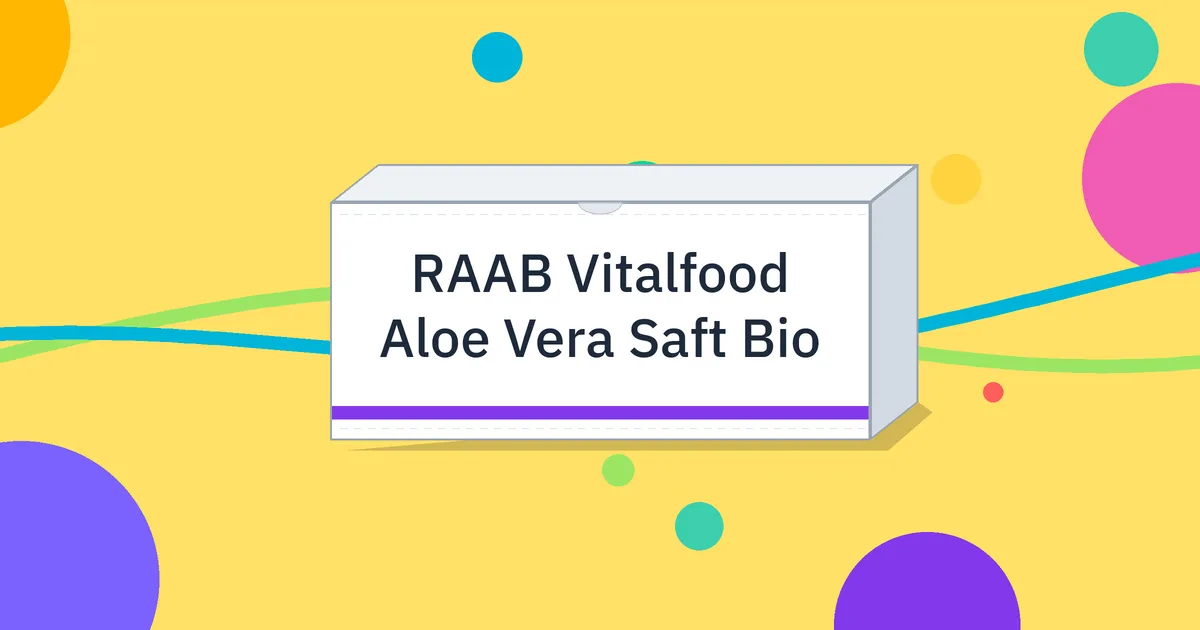 Symbolbild: Packung mit der Aufschrift RAAB Vitalfood Aloe Vera Saft Bio (PZN 19304843) – Verfügbarkeit und Bezug in Apotheken in Frankfurt am Main