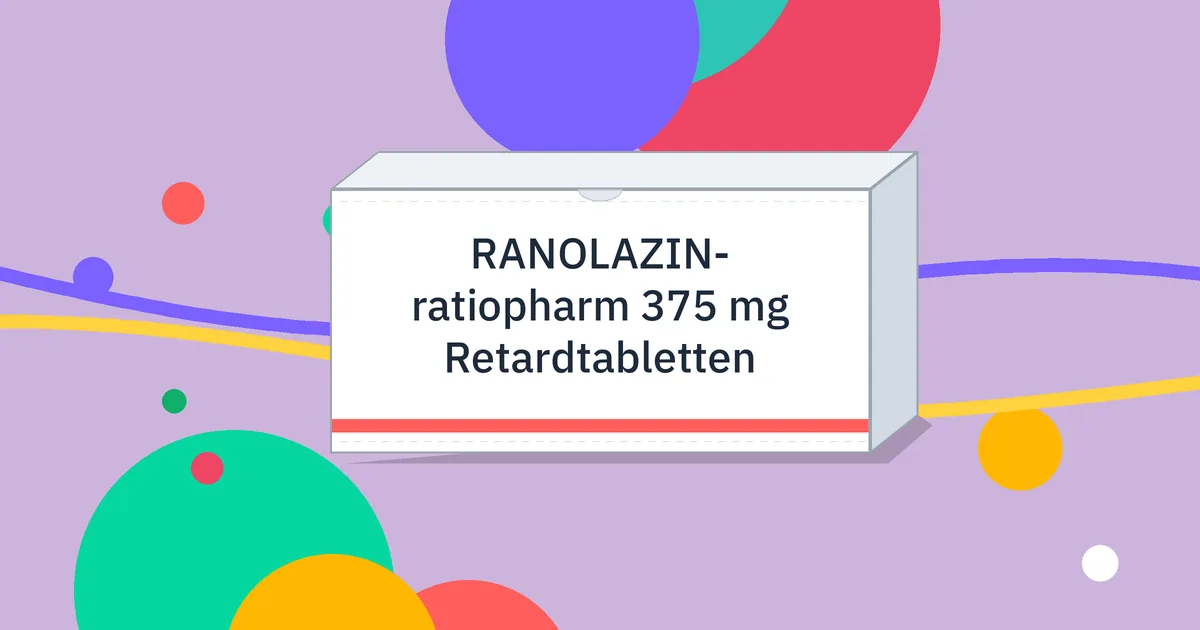 Symbolbild: Packung mit der Aufschrift RANOLAZIN-ratiopharm 375 mg Retardtabletten (PZN 19114410) – Verfügbarkeit und Bezug in Apotheken in Frankfurt am Main