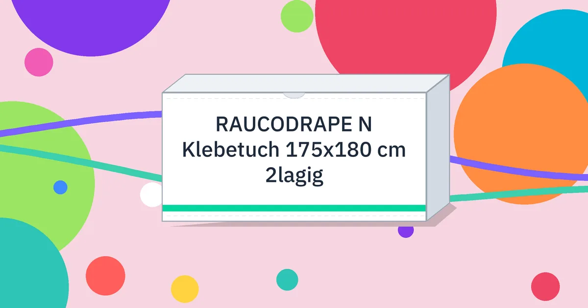 Symbolbild: Packung mit der Aufschrift RAUCODRAPE N Klebetuch 175x180 cm 2lagig (PZN 06162270) – Verfügbarkeit und Bezug in Apotheken in Frankfurt am Main