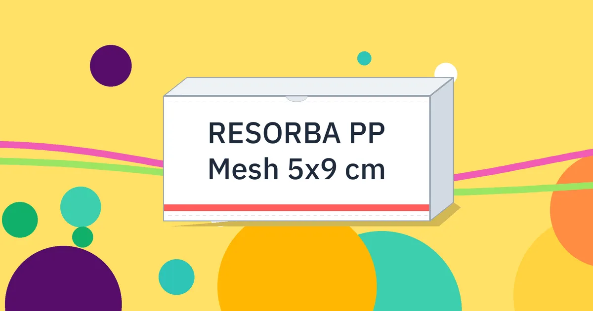 Symbolbild: Packung mit der Aufschrift RESORBA PP Mesh 5x9 cm (PZN 17538494) – Verfügbarkeit und Bezug in Apotheken in Frankfurt am Main