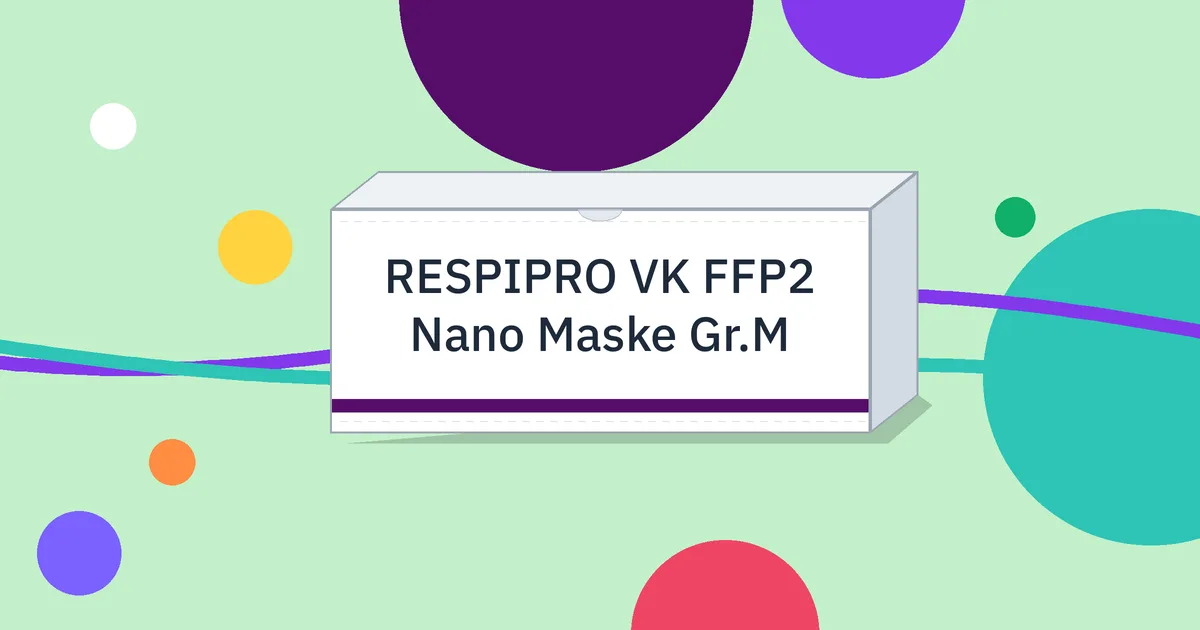 Symbolbild: Packung mit der Aufschrift RESPIPRO VK FFP2 Nano Maske Gr.M (PZN 17991549) – Verfügbarkeit und Bezug in Apotheken in Frankfurt am Main
