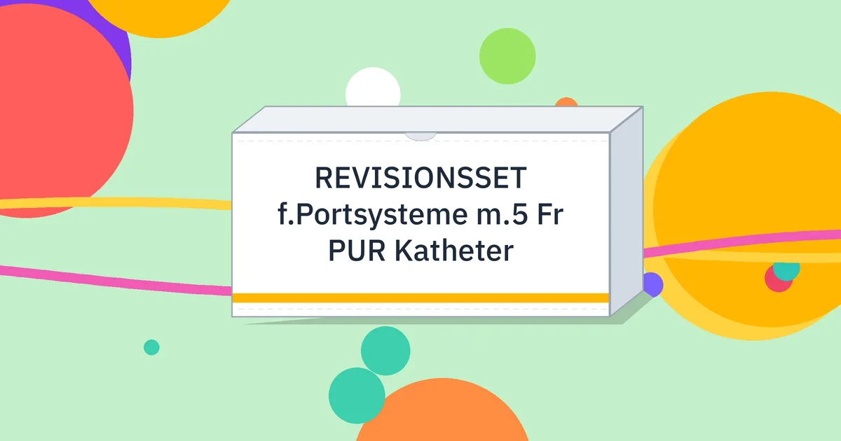 Symbolbild: Packung mit der Aufschrift REVISIONSSET f.Portsysteme m.5 Fr PUR Katheter (PZN 12396411) – Verfügbarkeit und Bezug in Apotheken in Frankfurt am Main