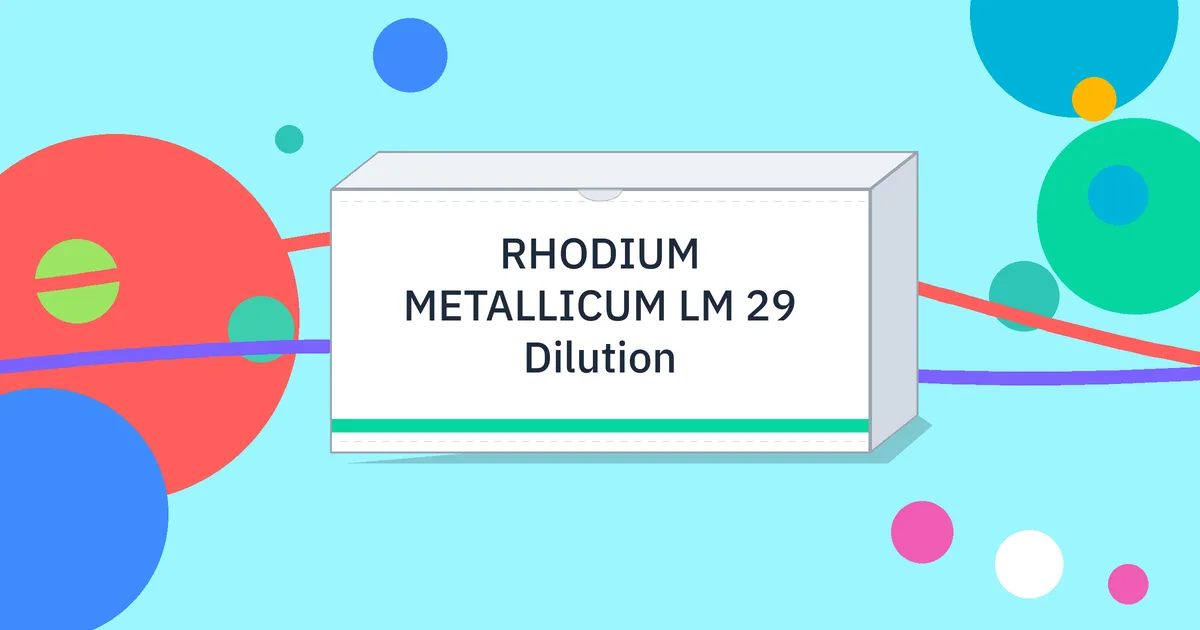 Symbolbild: Packung mit der Aufschrift RHODIUM METALLICUM LM 29 Dilution (PZN 13050583) – Verfügbarkeit und Bezug in Apotheken in Frankfurt am Main