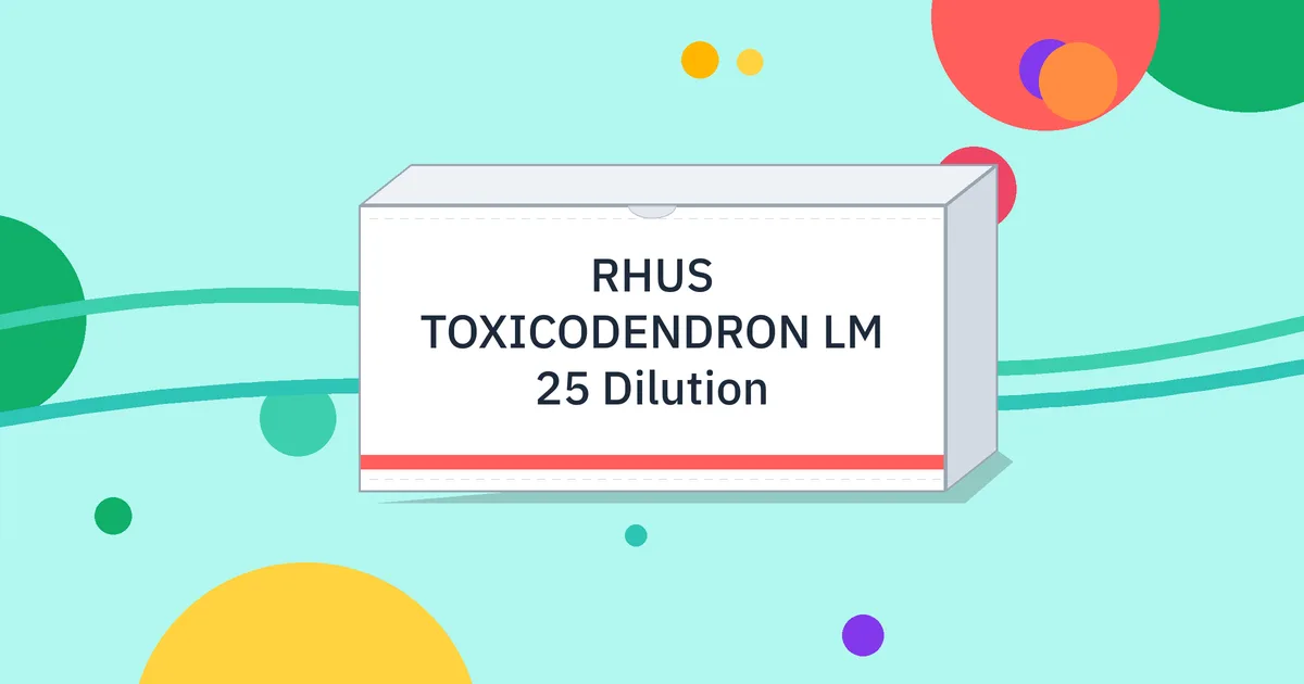 Symbolbild: Packung mit der Aufschrift RHUS TOXICODENDRON LM 25 Dilution (PZN 13053759) – Verfügbarkeit und Bezug in Apotheken in Frankfurt am Main