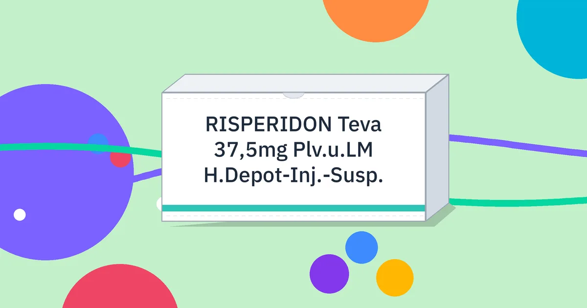 Symbolbild: Packung mit der Aufschrift RISPERIDON Teva 37,5mg Plv.u.LM H.Depot-Inj.-Susp. (PZN 19229604) – Verfügbarkeit und Bezug in Apotheken in Frankfurt am Main
