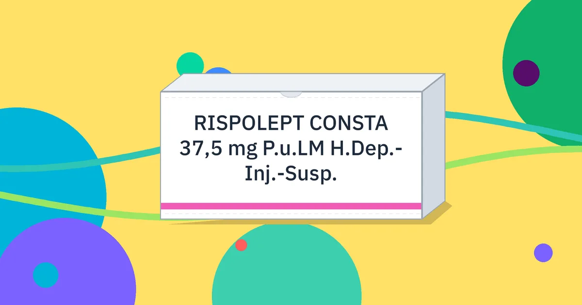 Symbolbild: Packung mit der Aufschrift RISPOLEPT CONSTA 37,5 mg P.u.LM H.Dep.-Inj.-Susp. (PZN 16574950) – Verfügbarkeit und Bezug in Apotheken in Frankfurt am Main