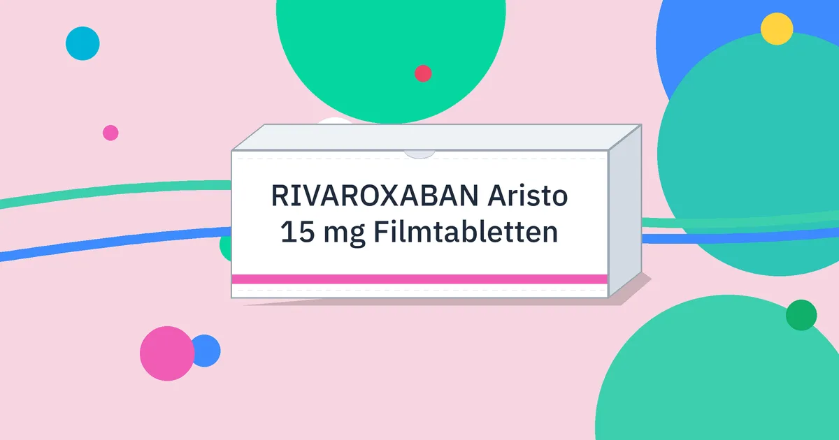 Symbolbild: Packung mit der Aufschrift RIVAROXABAN Aristo 15 mg Filmtabletten (PZN 19159565) – Verfügbarkeit und Bezug in Apotheken in Frankfurt am Main