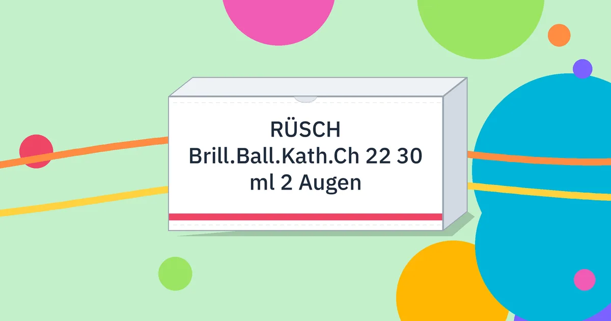Symbolbild: Packung mit der Aufschrift RÜSCH Brill.Ball.Kath.Ch 22 30 ml 2 Augen (PZN 03091931) – Verfügbarkeit und Bezug in Apotheken in Frankfurt am Main