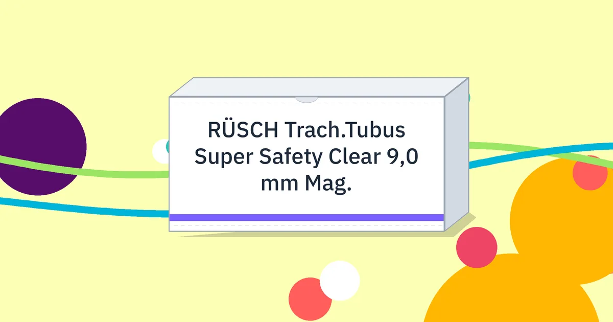 Symbolbild: Packung mit der Aufschrift RÜSCH Trach.Tubus Super Safety Clear 9,0 mm Mag. (PZN 04248375) – Verfügbarkeit und Bezug in Apotheken in Frankfurt am Main
