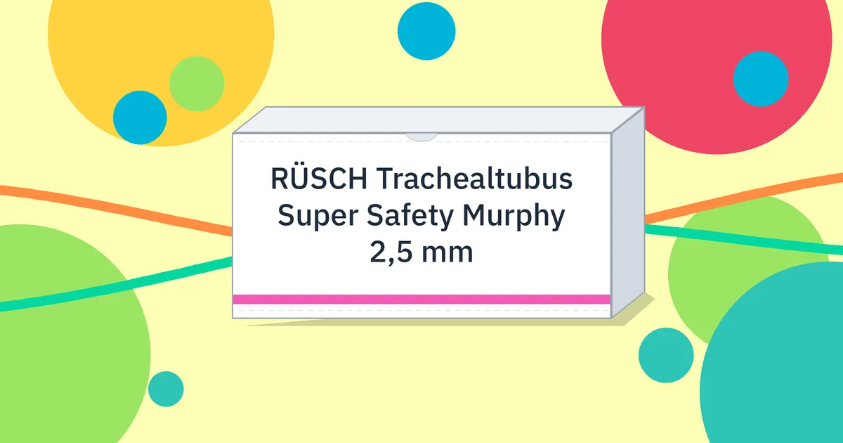 Symbolbild: Packung mit der Aufschrift RÜSCH Trachealtubus Super Safety Murphy 2,5 mm (PZN 07421118) – Verfügbarkeit und Bezug in Apotheken in Frankfurt am Main