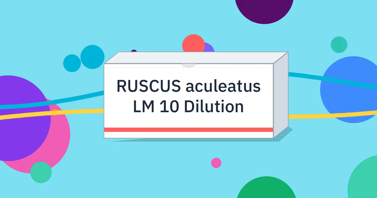 Symbolbild: Packung mit der Aufschrift RUSCUS aculeatus LM 10 Dilution (PZN 13173239) – Verfügbarkeit und Bezug in Apotheken in Frankfurt am Main