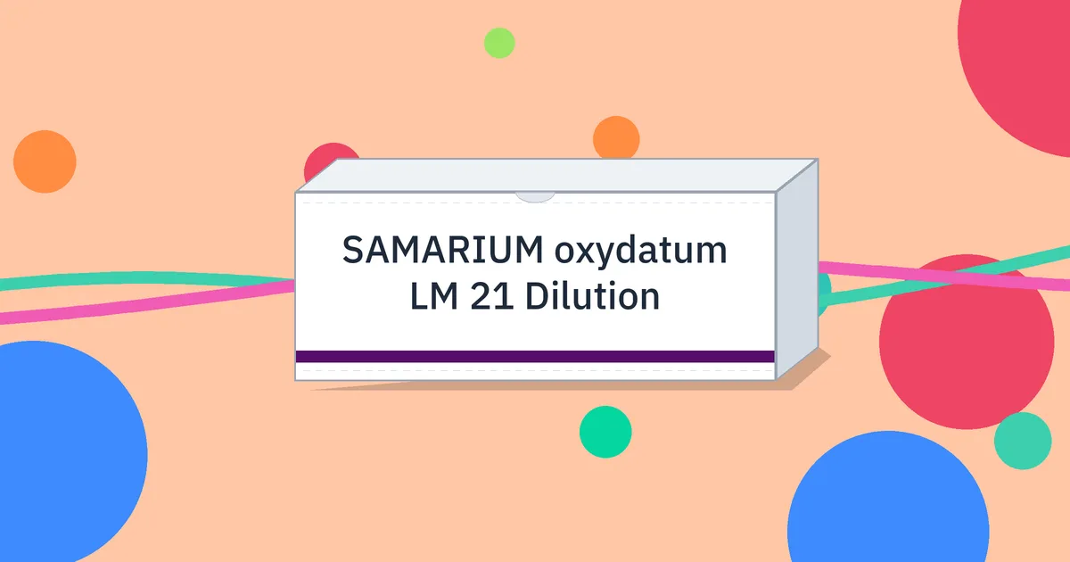 Symbolbild: Packung mit der Aufschrift SAMARIUM oxydatum LM 21 Dilution (PZN 13682834) – Verfügbarkeit und Bezug in Apotheken in Frankfurt am Main