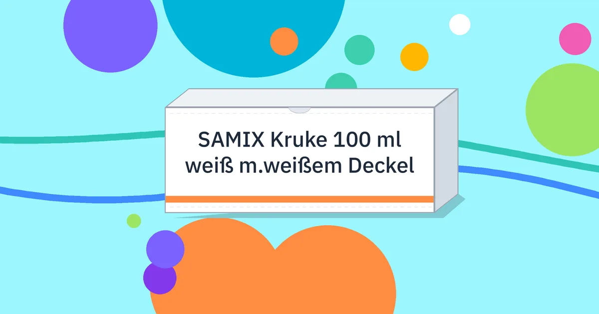Symbolbild: Packung mit der Aufschrift SAMIX Kruke 100 ml weiß m.weißem Deckel (PZN 19987807) – Verfügbarkeit und Bezug in Apotheken in Frankfurt am Main