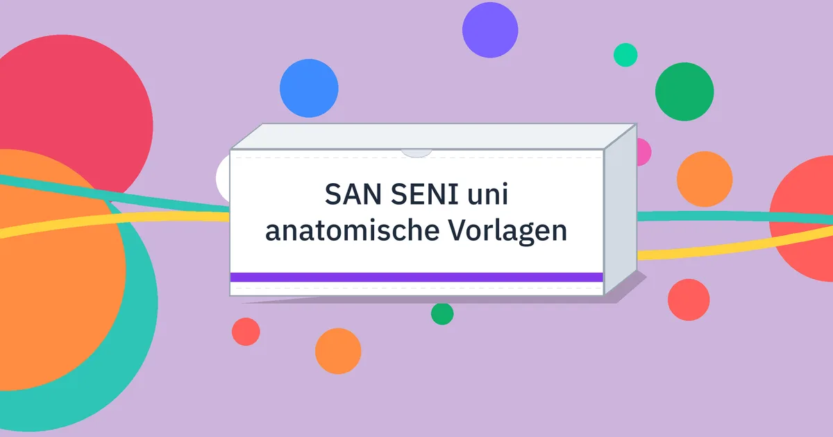 Symbolbild: Packung mit der Aufschrift SAN SENI uni anatomische Vorlagen (PZN 03427503) – Verfügbarkeit und Bezug in Apotheken in Frankfurt am Main